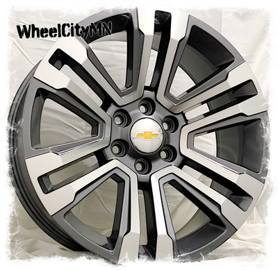 22" gunmetal machine OE replica 23217243 wheels fits Chevy Tahoe LTZ ...