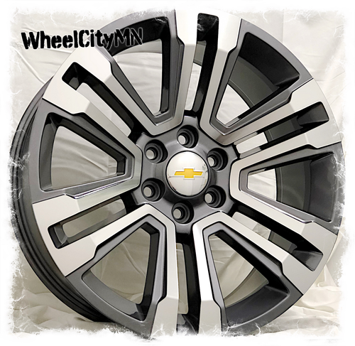 22" gunmetal machine OE replica 23217243 wheels fits Chevy Tahoe LTZ ...