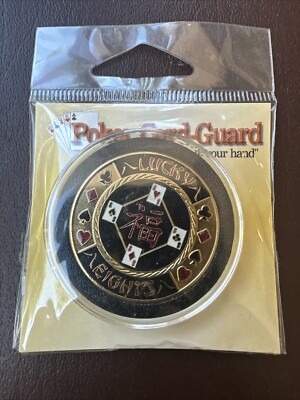Lucky Eights 4 Eights Black & Gold Texas Hold'em Coin Poker Card Guard ...
