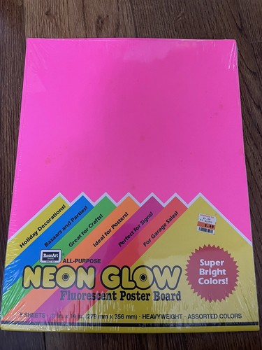 vintage Neon Glow Fluorescent Poster Board 5 sheets Rose Art UB-1 | eBay