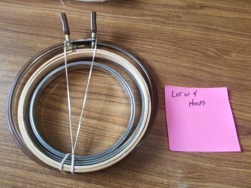 Lot of four Needlework Hoops-Wood, Plastic and Metal-Crafting/Display ...