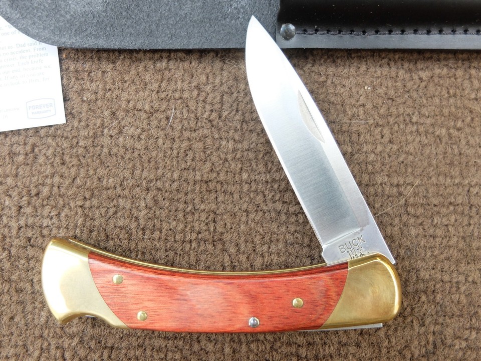 Buck 111 110 Drop Point Rosewood folding Hunter Knife Copper & Clad ...