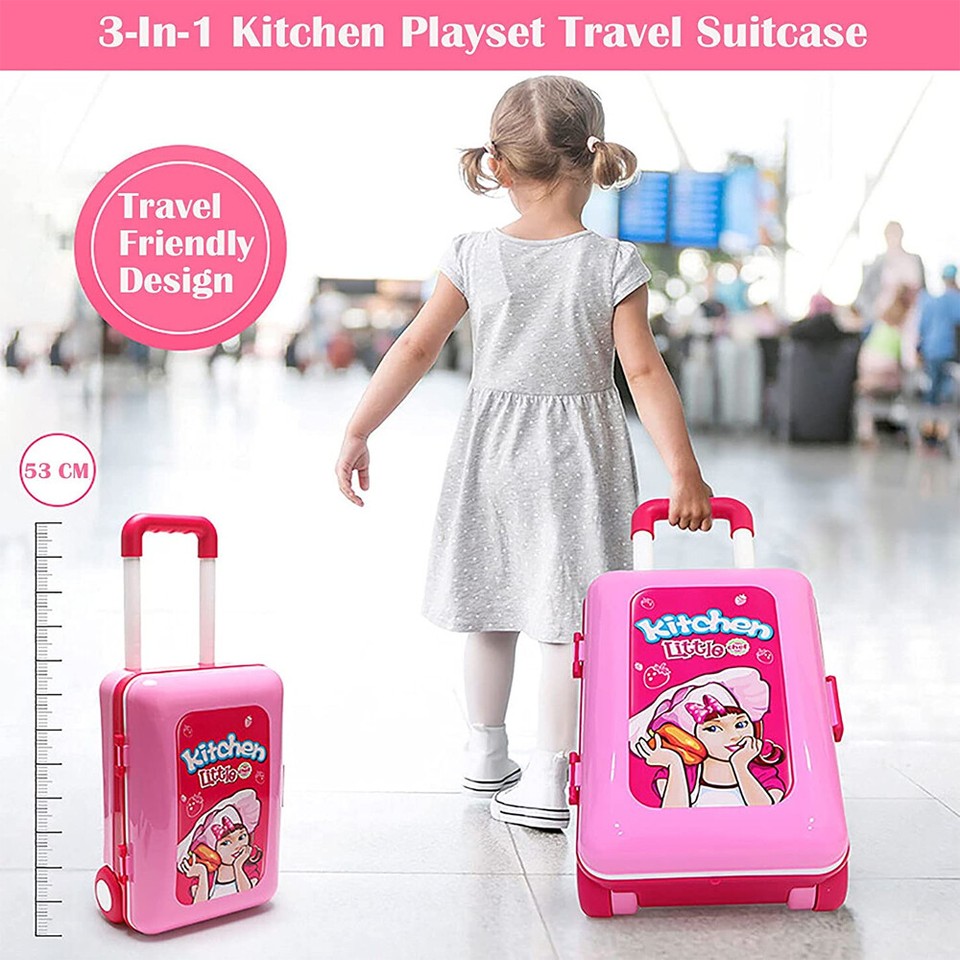 Portable Fold Luggage Case Kitchen Gourmet Cooking Chef Pretend Playset ...