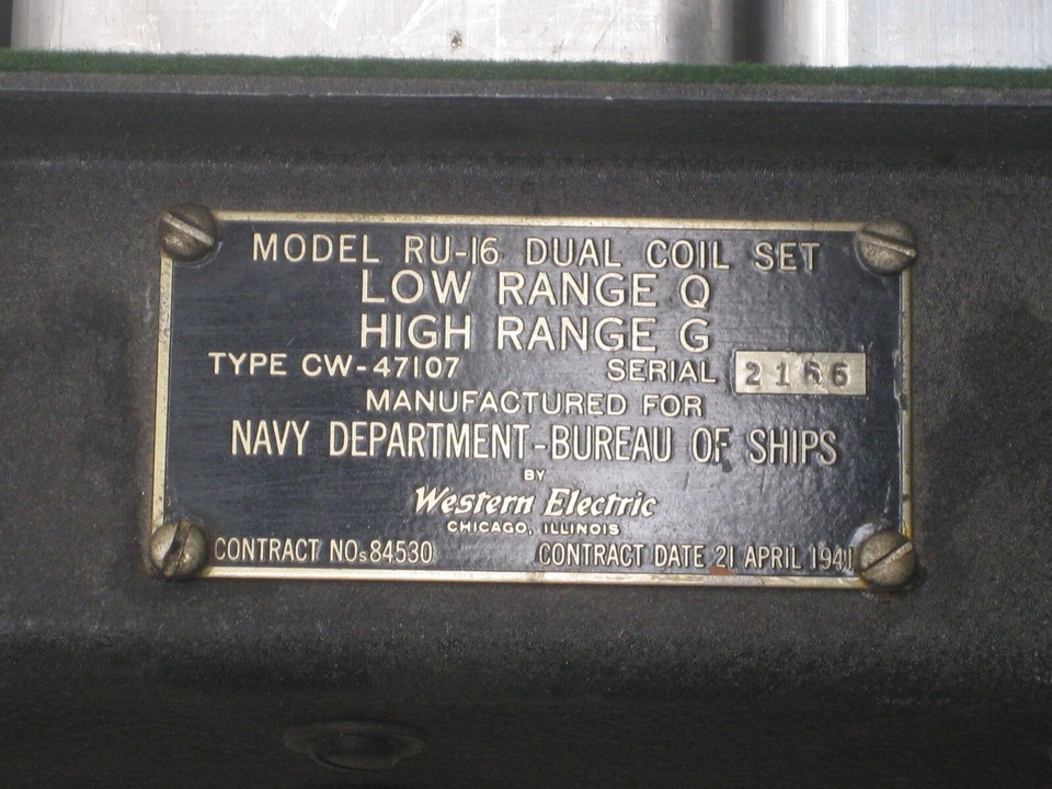 vintage NAVY DEPARTMENT RU-16 DUAL COIL SET Military WWII 1941 receiver ...