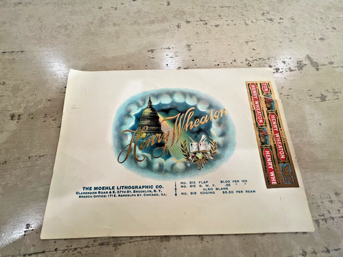 Henry Wheaton Cigar Label Litho Sample | eBay
