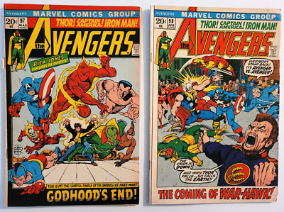 Avengers #97 & #98 Kree-Skrull War & War Hawk, Gil Kane Cover (#97 ...