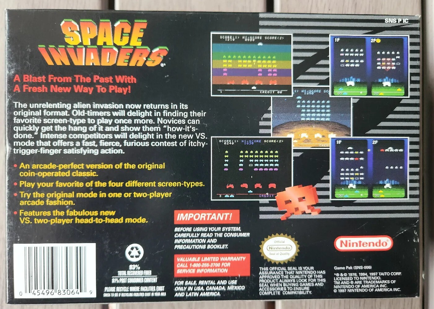 Space Invaders (Super Nintendo Entertainment System, 1997) Authentic & Complete! | eBay