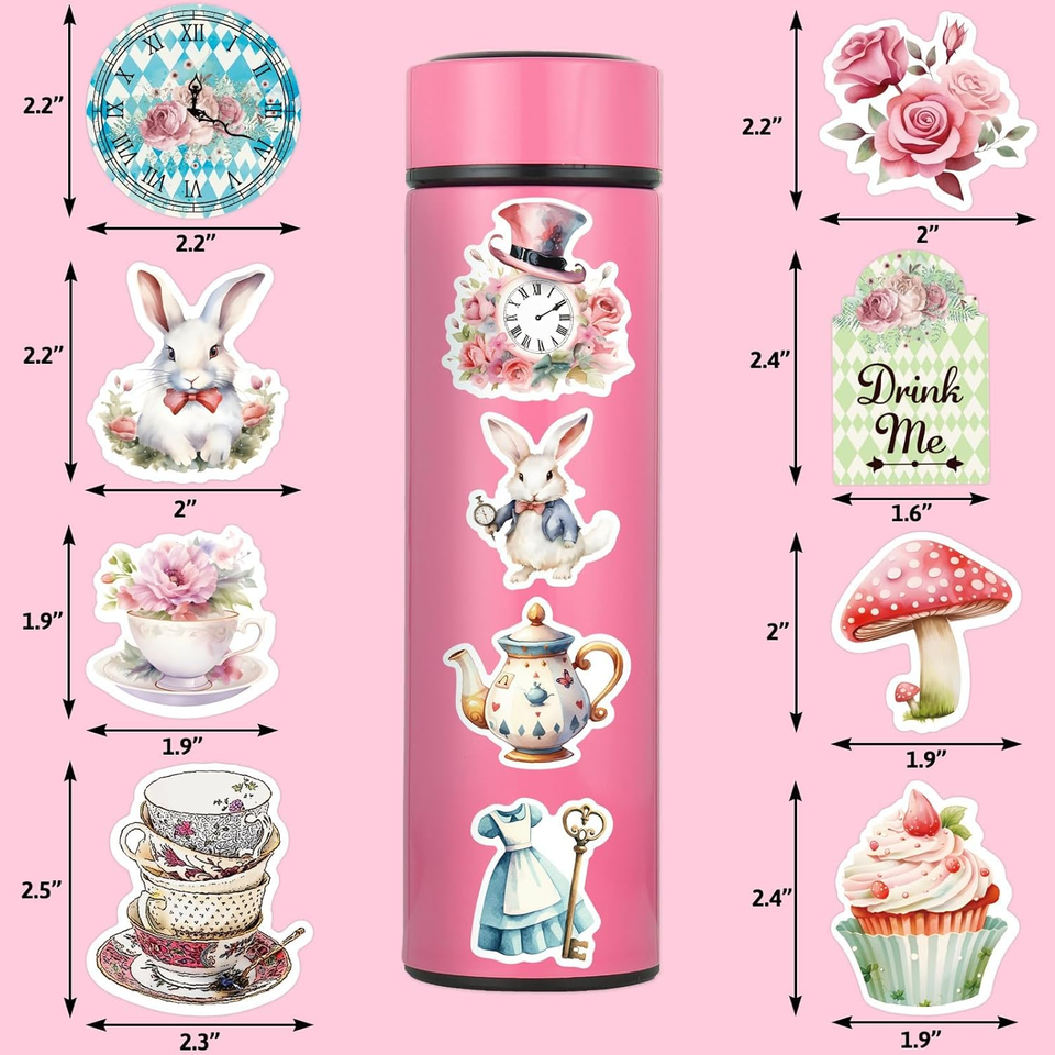 100Pcs Alice Stickers Vinyl Waterproof Alice and Wonderland Tea Party ...