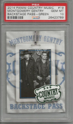 2014 Panini Country Music Montgomery Gentry Backstage Pass Green PSA 10 ...