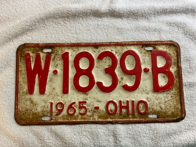 1965 Ohio License Plate W-1839-B | eBay