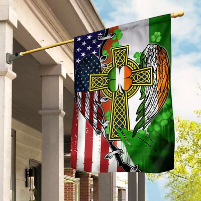 Happy St Patrick's Day Flag, Irish Celtic Cross Flag, Lucky Shamrock ...