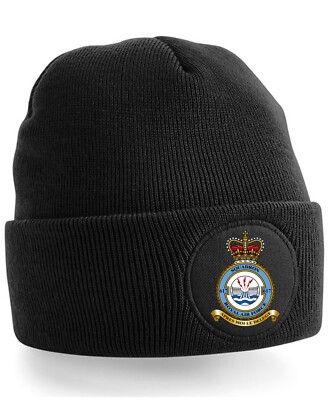 617 SQUADRON RAF CREST/BADGE PRINTED ON A BEANIE HAT / CAP. 5 COLOURS ...