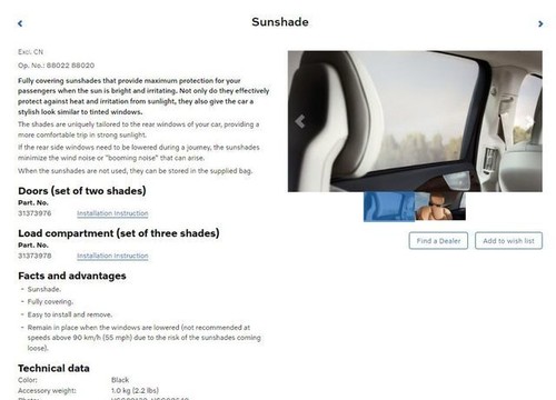 Genuine Volvo Sunshade - Rear Door (Kit Of Two Shades) 31373976 | eBay