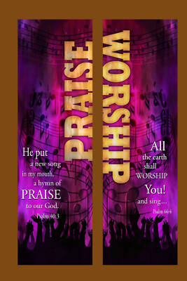 Inspirational Church Banners - Praise and Worship (2 LARGE BANNER SET ...