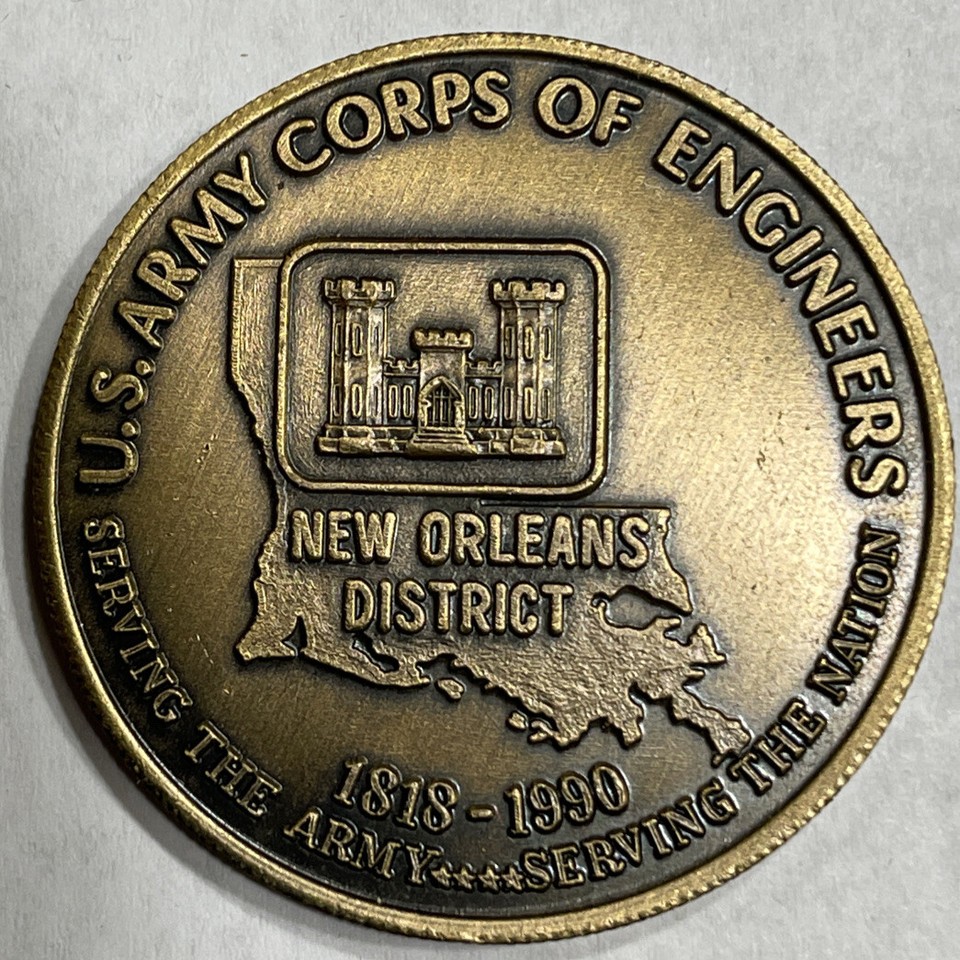 1990 US Army Corps of Engineers New Orleans District Challenge Coin ...