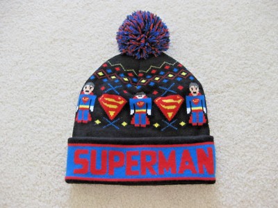 DC Comics Youth Superman Intarsia Cuffed Knit Cap, 100% Acrylic, With ...
