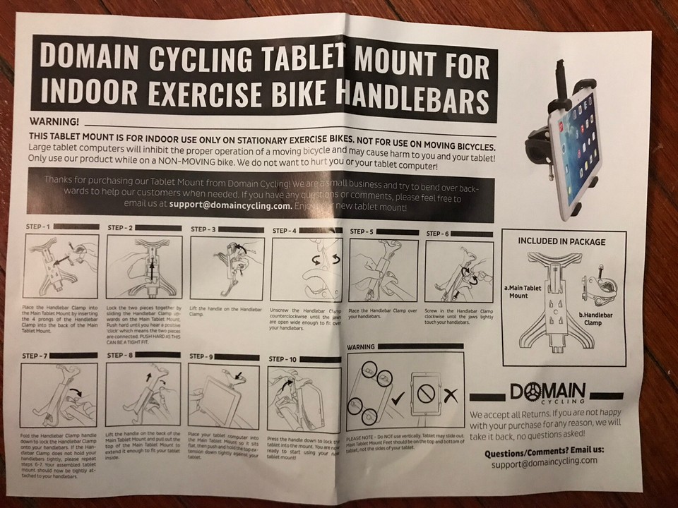 Tablet Mount For Your Exercise Bike Domain Cycling Fits Tablets 6-8 ...