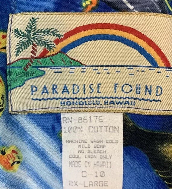 Vintage Paradise Found Hawaiian Shirt Mens 2XL Under the Sea Allover ...
