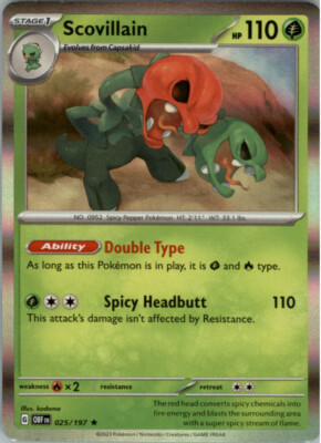 Pokemon Scarlet & Violet Obsidian Flames Scovillian Holo Rare 25/197 NM ...