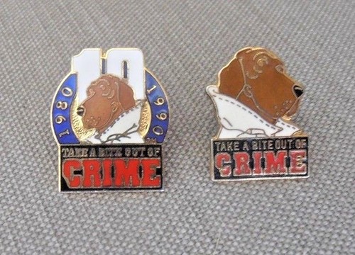 VINTAGE 2- MCGRUFF CRIME DOG TAKE A BITE OUT OF CRIME OLD PIN PINBACK ...