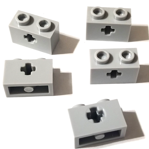 LEGO 1x2 Technic Brick with Axle Hole Light Bluish Gray Part 32064 LOT ...