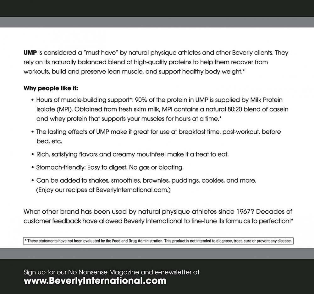Beverly International UMP Protein Powder 30 servings, Vanilla. Unique ...