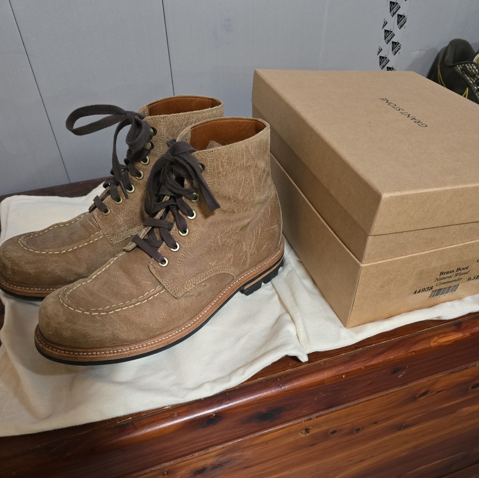 GRANT STONE Brass Boot In NATURAL Wax Commander Size 9.5E. | eBay