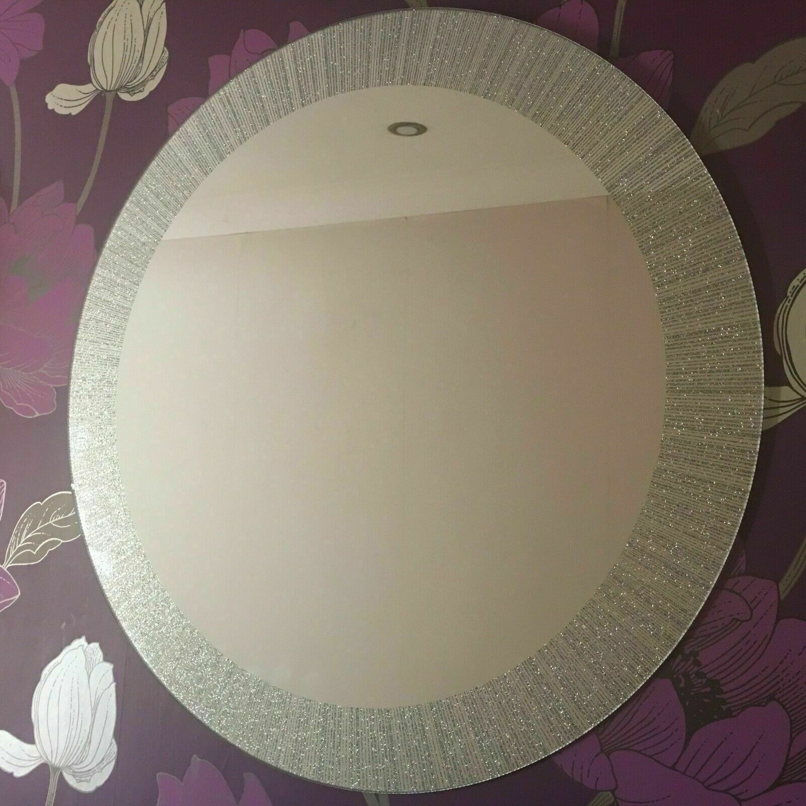 SILVER GLITTER SPARKLE MIRROR 50CM ROUND silver sunburst dressing WALL ...