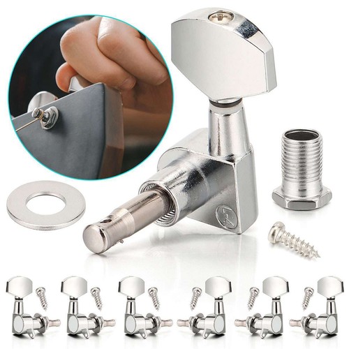 6pcs Guitar String Tuning Pegs Locking Tuners Keys Machine Heads Chrome ...