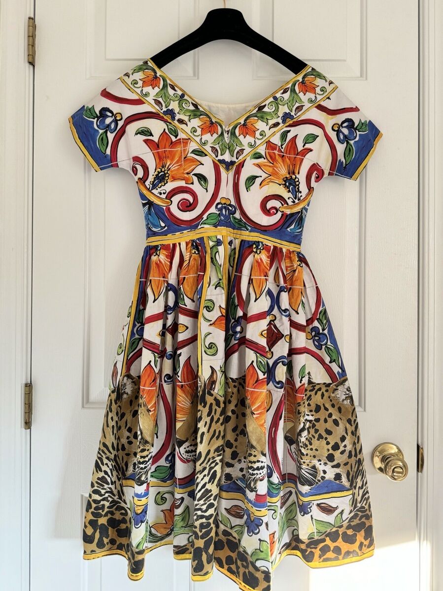 Rare $2,250 Dolce & Gabbana Majolica Floral Leopard Print Rare $2,250 Dolce & Gabbana Majolica Floral Leopard Print