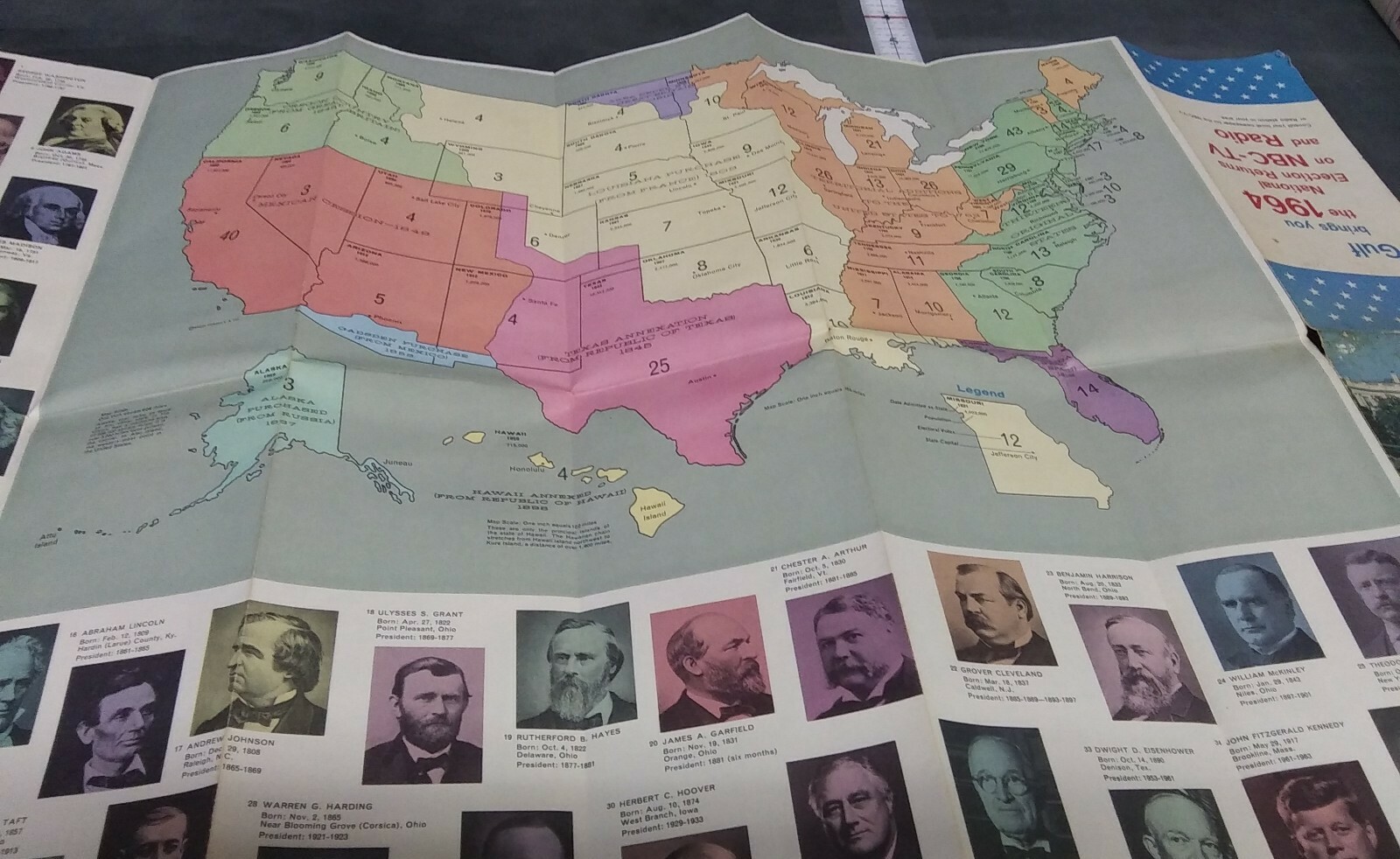 1964 GULF OIL Presidential Election Map Lyndon Johnson versus Barry ...