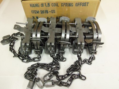 6 Bridger #1.5 Offset Coil Spring Traps Muskrat Fisher Fox Raccoon ...