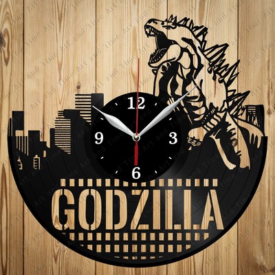 Vinyl Clock Godzilla Vinyl Clock Handmade Art Decor Original Gift 3728 ...