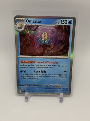 Omastar Rare Holo Water 2023 Scarlet & Violet 151 Pokemon TCG Card 139/ ...