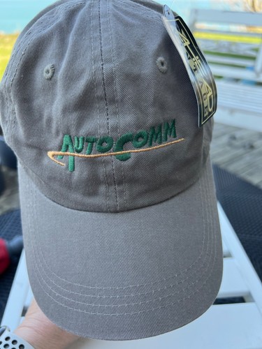 Auto Comm Green w Gold Hat Cap Strap Buckle tag and Sticker VGC | eBay