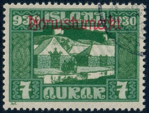 ICELAND. 1930. #O55. Althing Official, 7 Aur. VF used (PK2451) | eBay