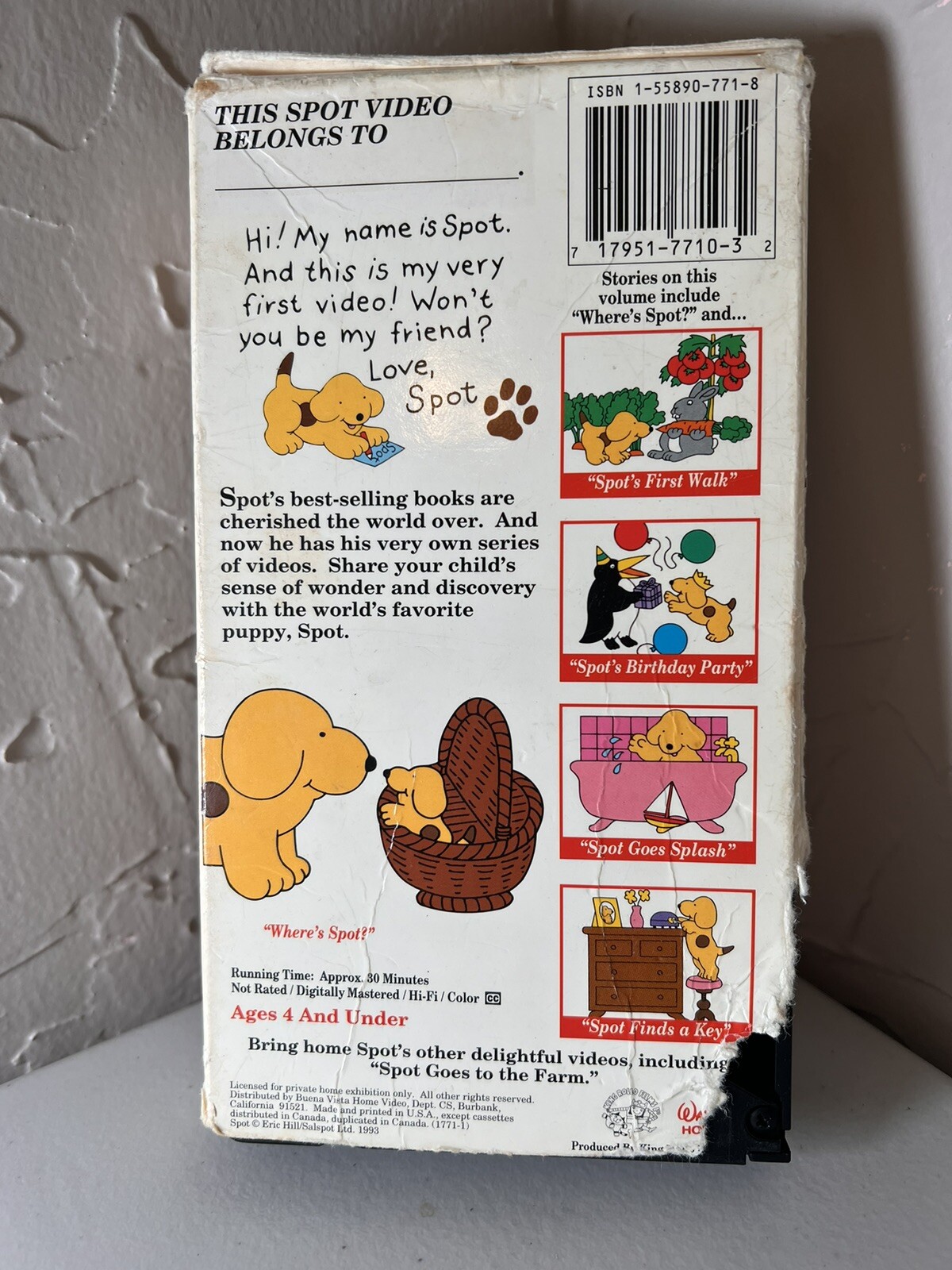 Where's Spot VHS Video Tape 1997 King Rollo Films ERIC HILL Walt Disney ...