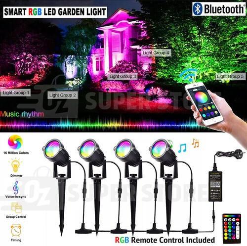 Smart Garden Light Kit RGB Bluetooth (4-PACK 12W Per Light) 48W Black ...