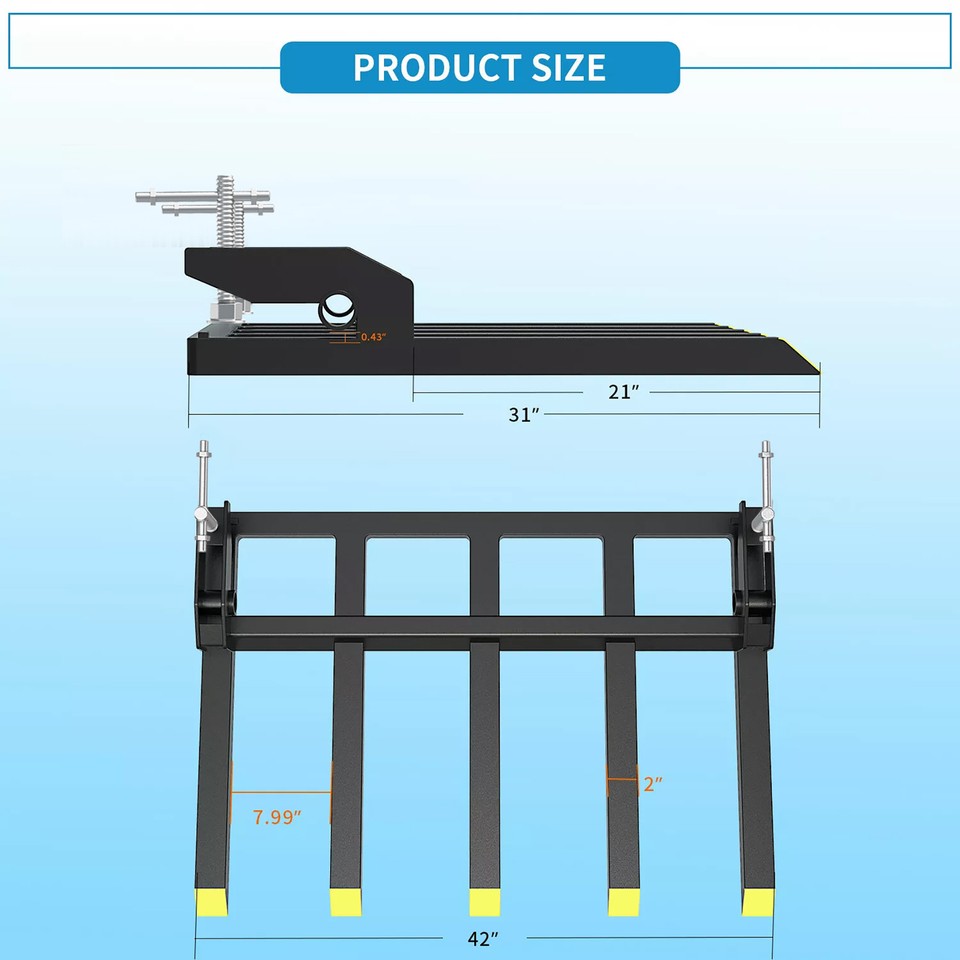 42" Clamp Debris Forks Tractor Skid Steer Loader Bucket Pallet Forks ...