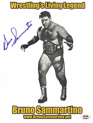 Bruno Sammartino Signed Wrestling 8.5x11 Photo Longest Champion WWF WWE ...
