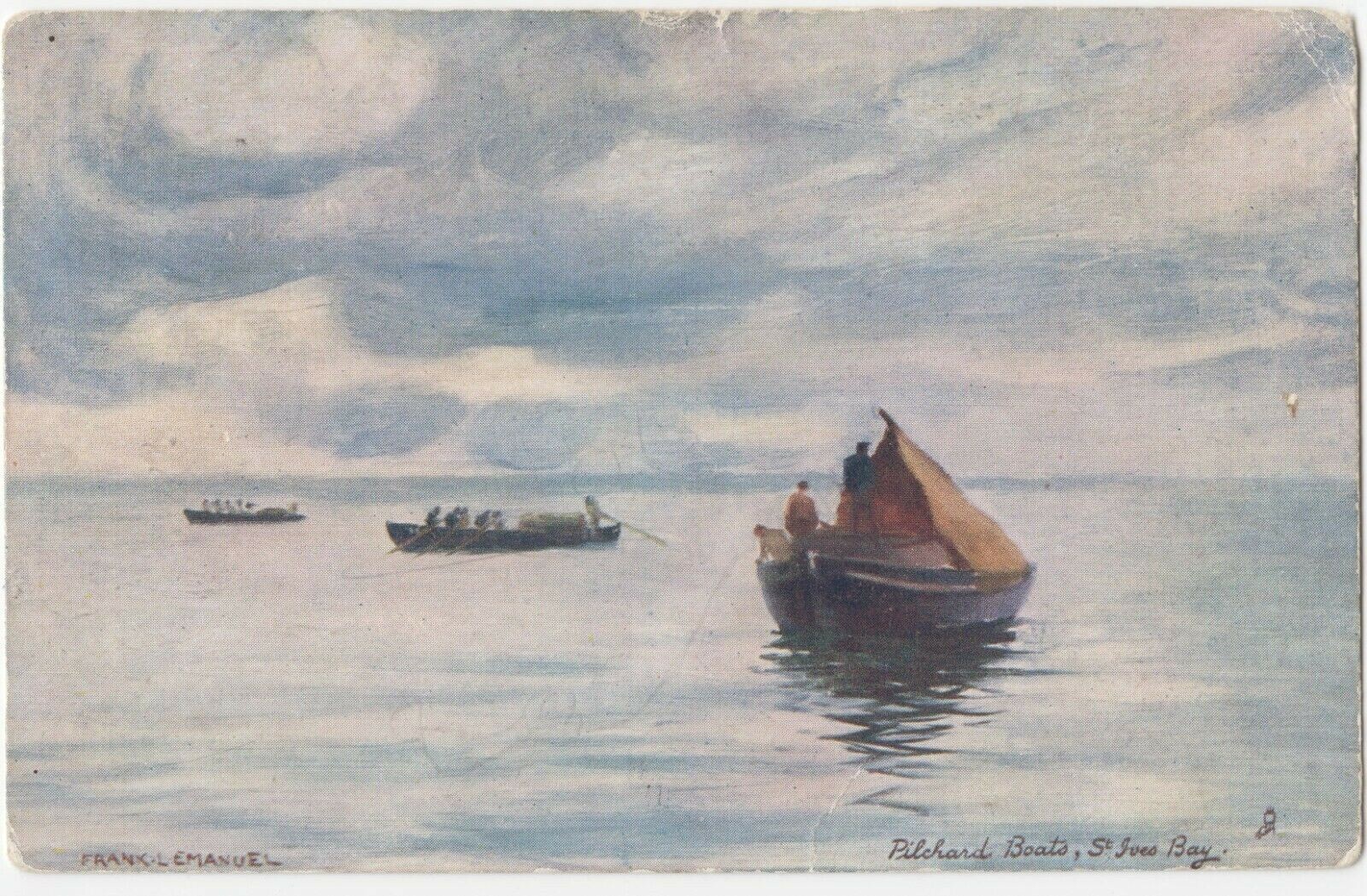 Old Postcard - Pilchard Boats St Ives - signed Frank L Emanuel - 1912 ...