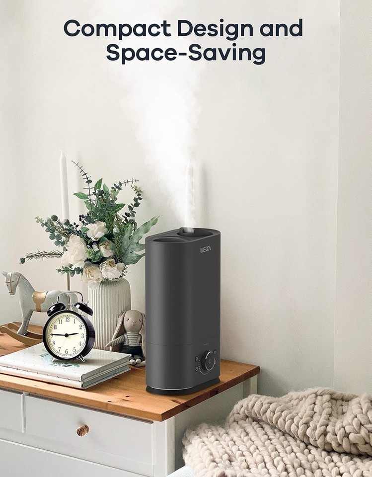 WELOV Humidifiers for Bedroom 6L, BoostMist Cool Mist Humidifiers, 22dB ...