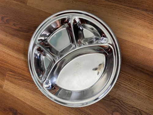 4 Stainless Steel 3 section lunch camping plates | eBay