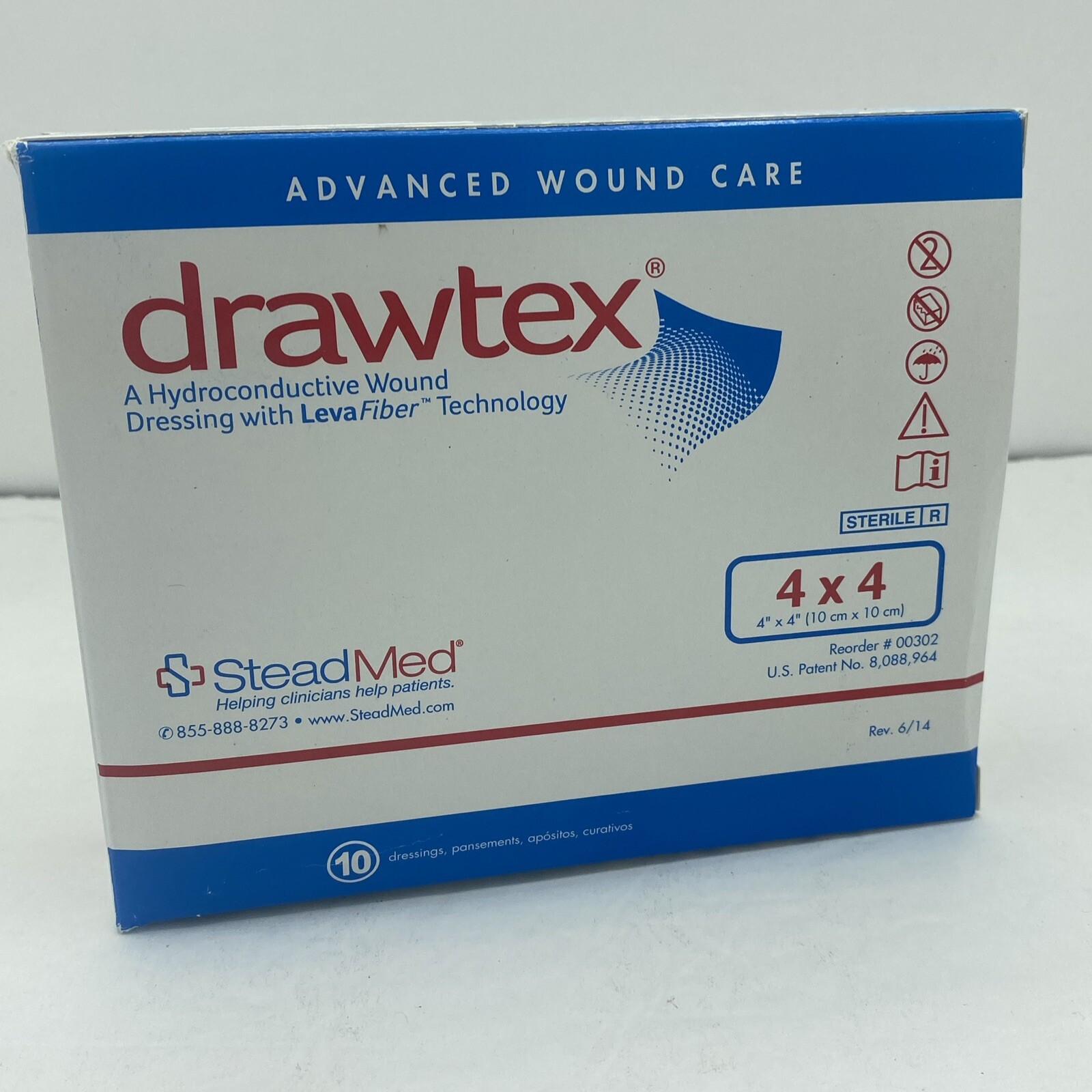 10 Drawtex 4"x4" 00302 Sterile Hydroconductive Wound Dressing ( Box Of ...