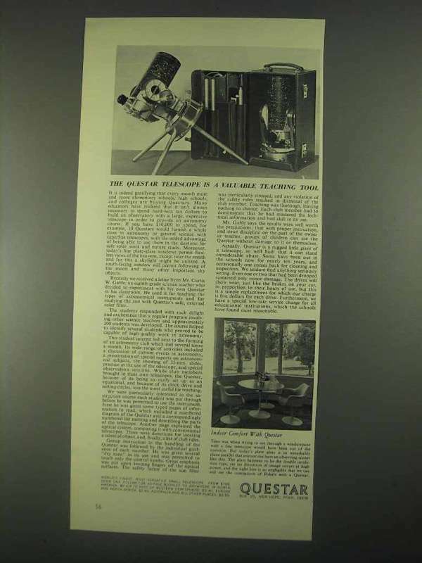 1967 Questar Telescope Ad - Valuable Teaching Tool | eBay