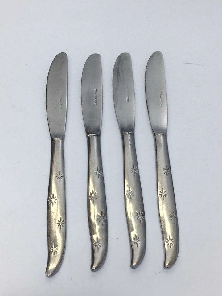 Starburst Flatware MCM Stars Atomic Vintage 50s Stainless Japan 4 ...