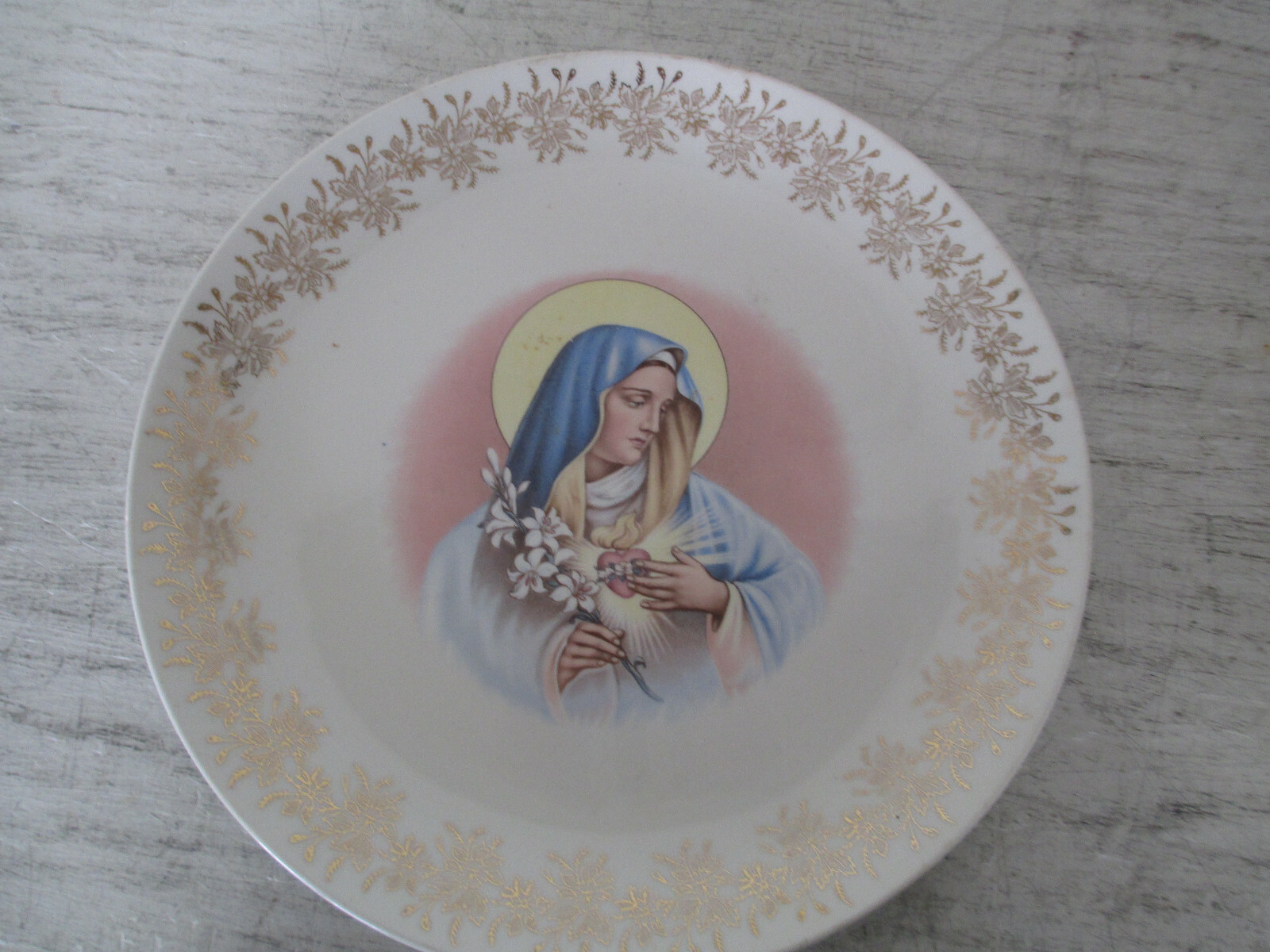 Set of 2 Religious Inspiration Plates JESUS and Mother Mary 23k gold ...
