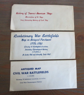3 Maps on Antiqued Parchment 1970s Revolutionary War, Civil War ...