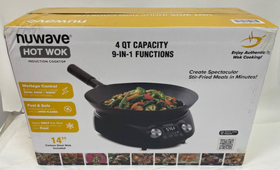 Nuwave Induction Hot Wok with 14" Carbon Steel Wok, Glass Lid & Stand ...
