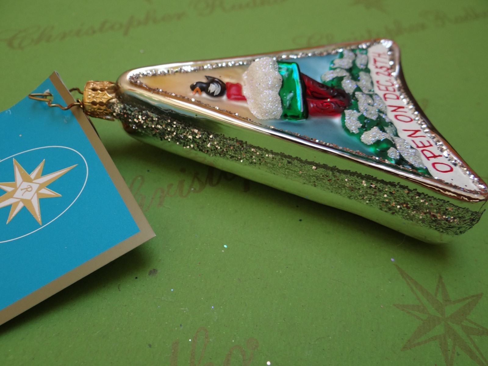 Christopher Radko XMas Tags Christmas Tree and Seabird Glass Ornament ...